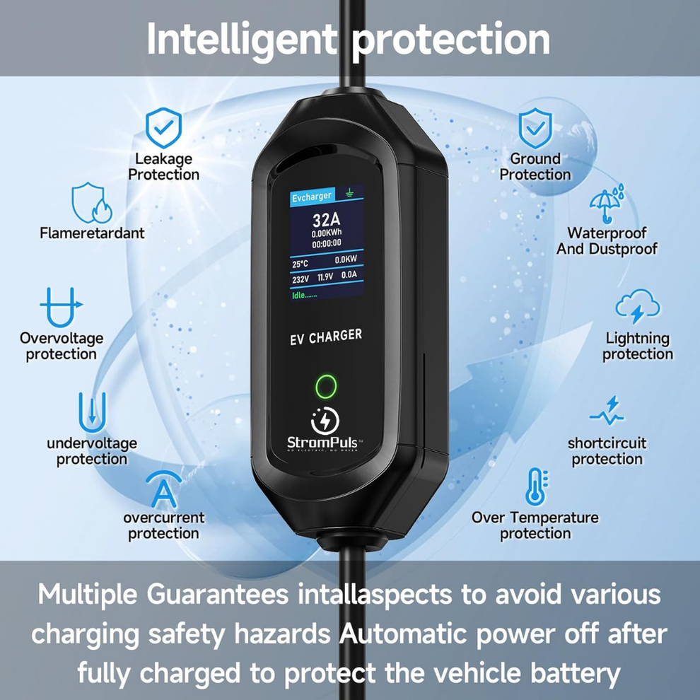 Strom Pro 7.5 kw Portable EV Charger 10meter Cable length – StromPuls